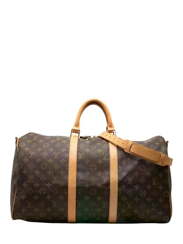 LOUIS VUITTON Monogram Keepall Bandouliere 50 Travel Bag - Brown