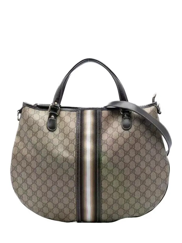 Gucci Gg Supreme Web Hobo Satchel - Neutrals