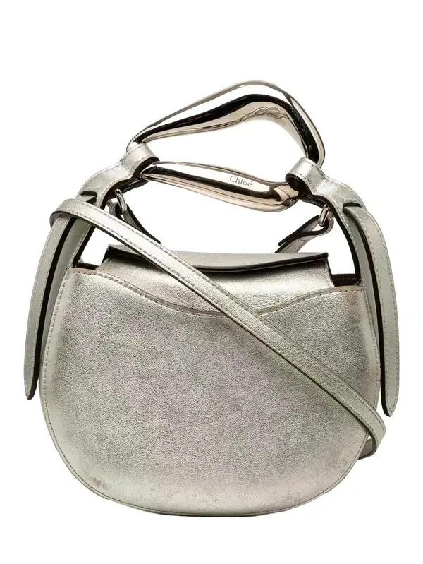 Chloé Small Metallic Leather Kiss Satchel - Silver