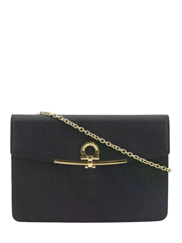 FERRAGAMO Gancini Icona Leather Crossbody Bag - Black