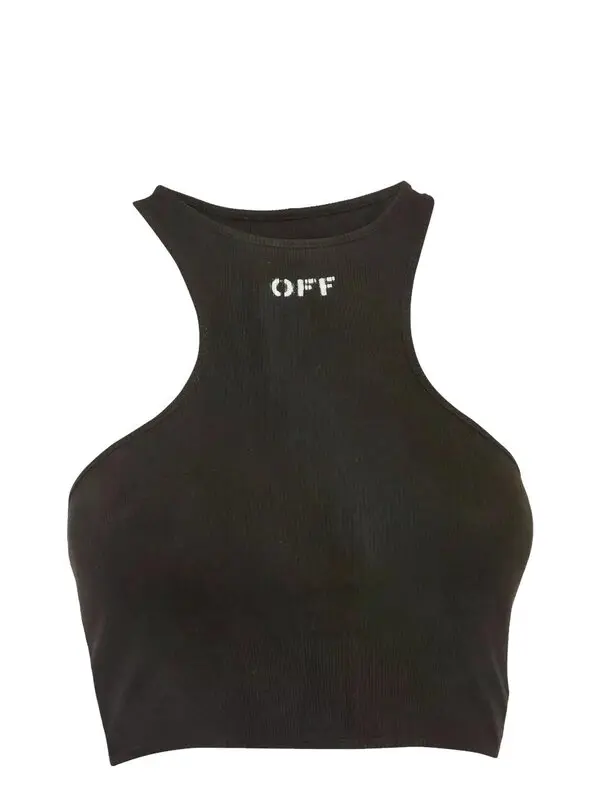 Off-White Logo Print Racer-back Tank Top - Black