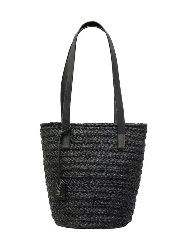 Saint Laurent Raffia Panier Tote Bag - Black