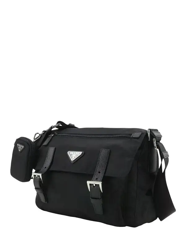 Prada Saffiano Trimmed Re-nylon Messenger Bag - Black