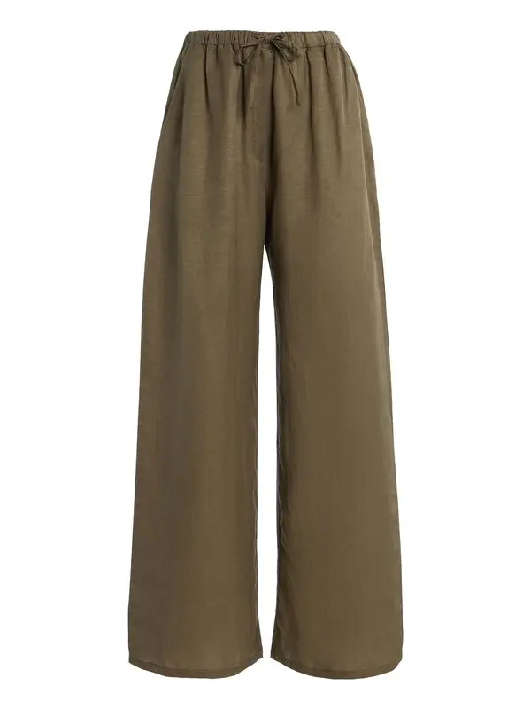 LESET Daniel Cotton Drawstring Wide-leg Pants - Green