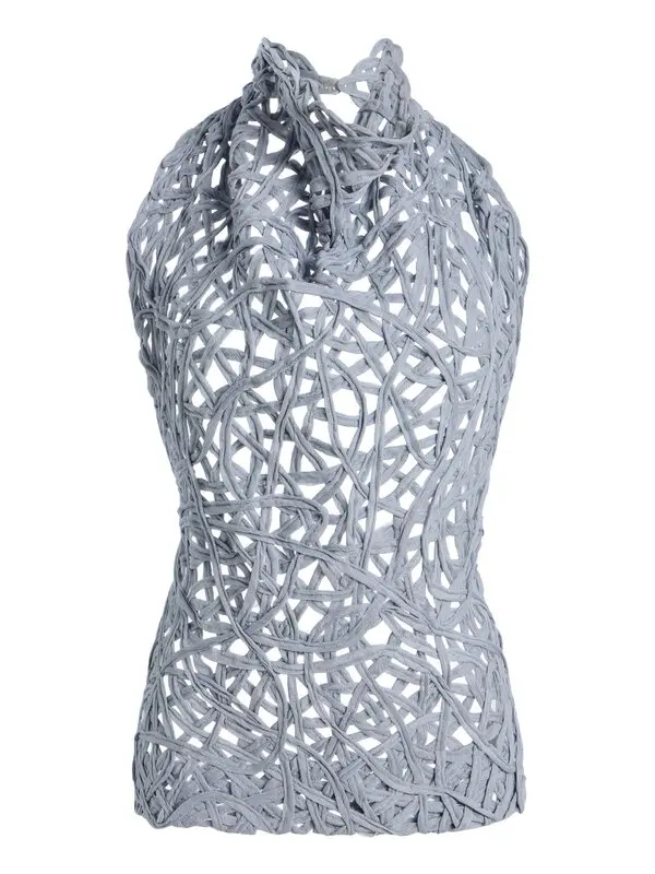 DIOTIMA Embroidered Halter Top - Grey