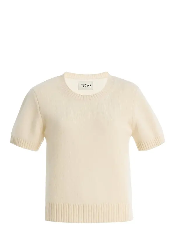 Tove Cashmere Short Sleeve Top - White