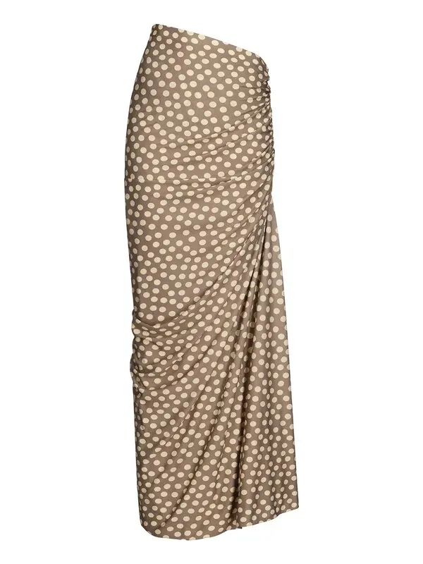 Alaïa Gathered Polka Dot Jersey Maxi Skirt - Neutral