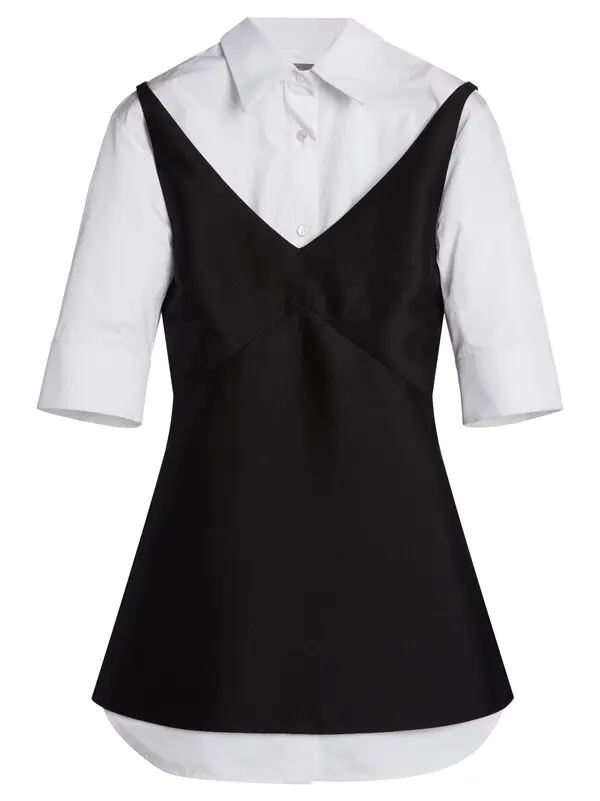 Balenciaga Layered Wool-silk Shirt Dress - Black