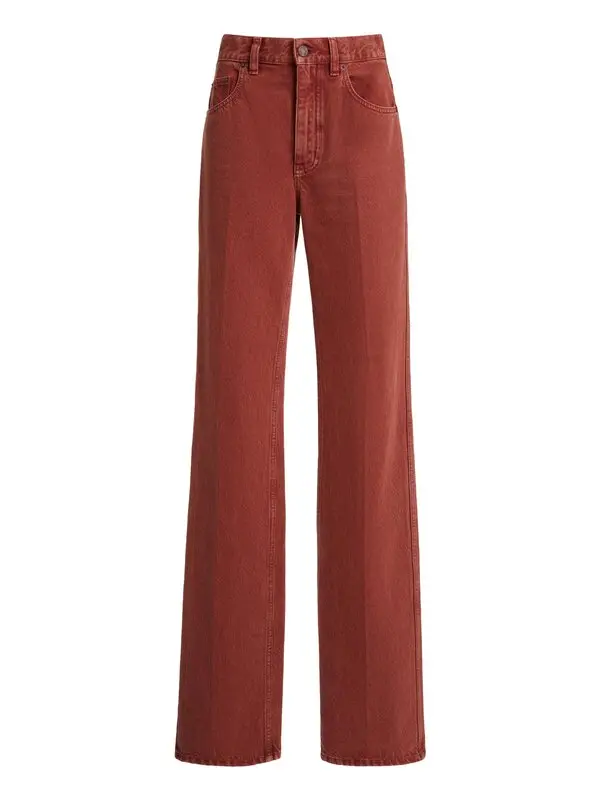 Chloé Rigid Garment-dyed High-rise Straight-leg Jeans - Brown