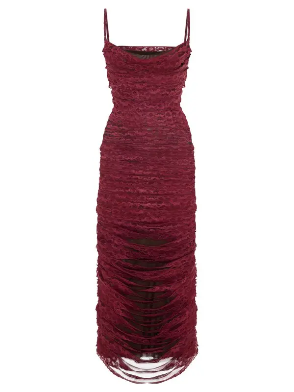 MAISON SEL Lace Ribbon Maxi Dress - Purple