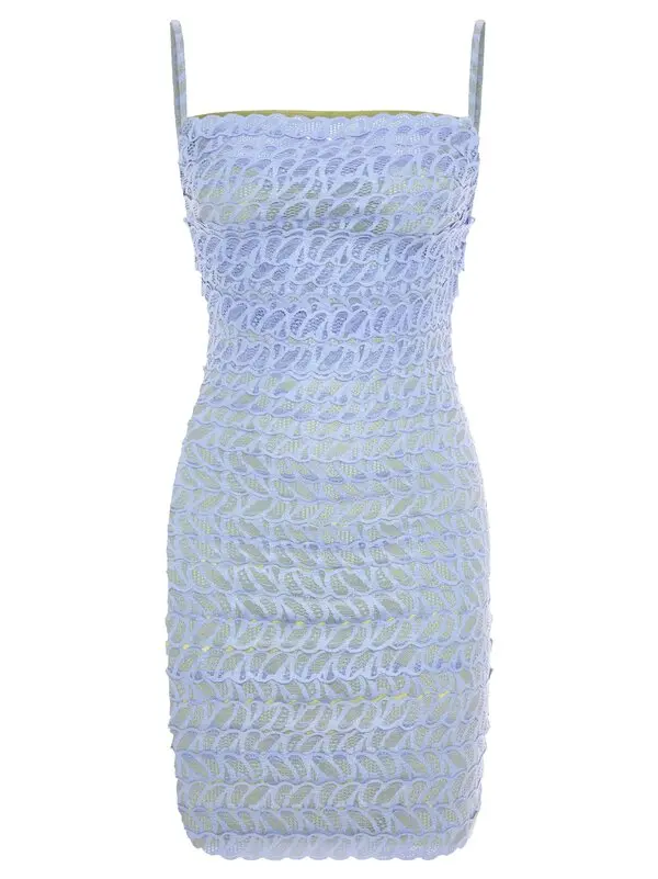 MAISON SEL Lace Ribbon Mini Dress - Blue