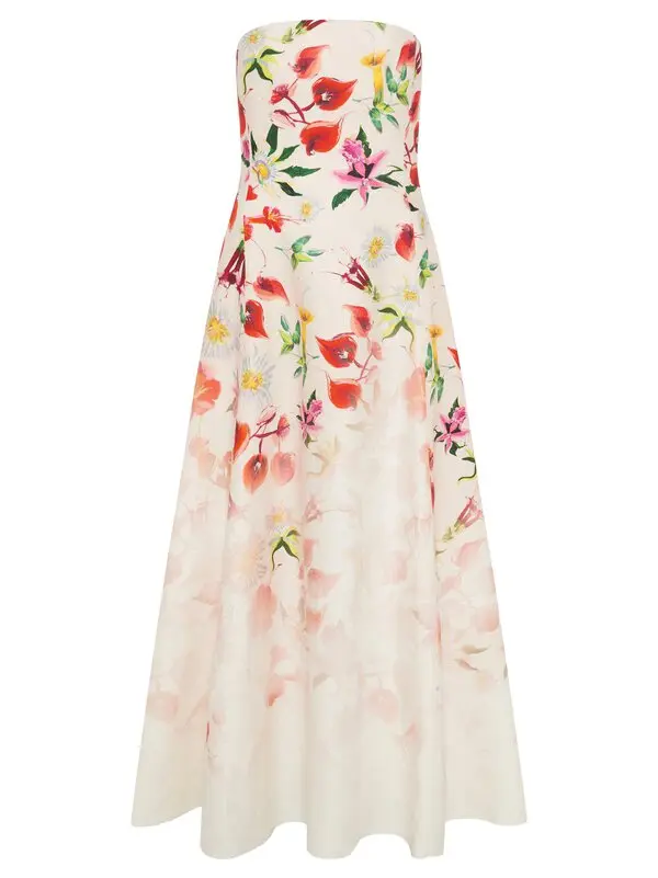 Gabriela Hearst Alessia Strapless Floral Linen Maxi Dress - Multi