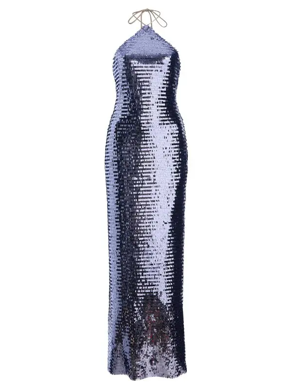 SEV Sequined Maxi Halter Dress - Purple