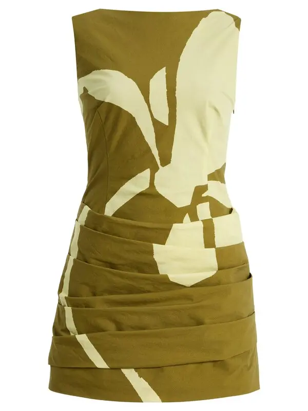 Significant Other Phoebe Pleated Mini Dress With Abstract Print - Green