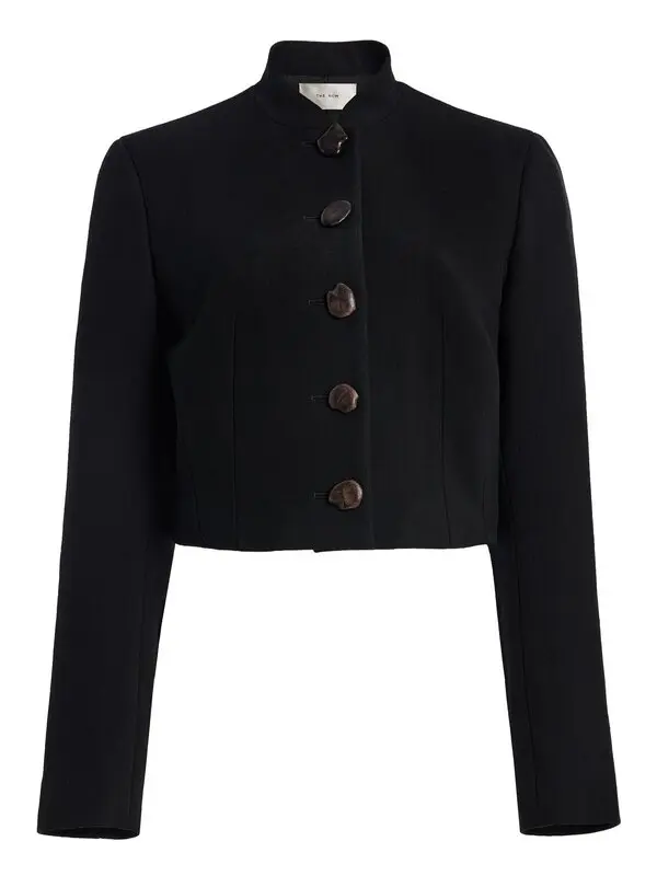 THE ROW Bellamy Cropped Wool Jacket With Wooden Buttons - Black