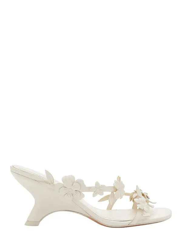 Simkhai Willow Strappy Leather Sandals With Floral Appliqués - White
