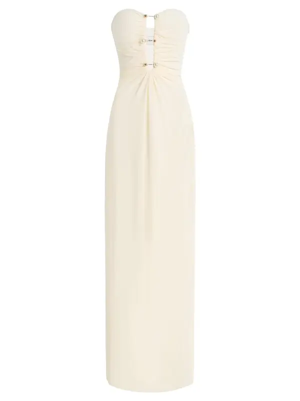 MORE NOIR Alina Ruched Jersey Maxi Dress With Cutout Detail - Ivory
