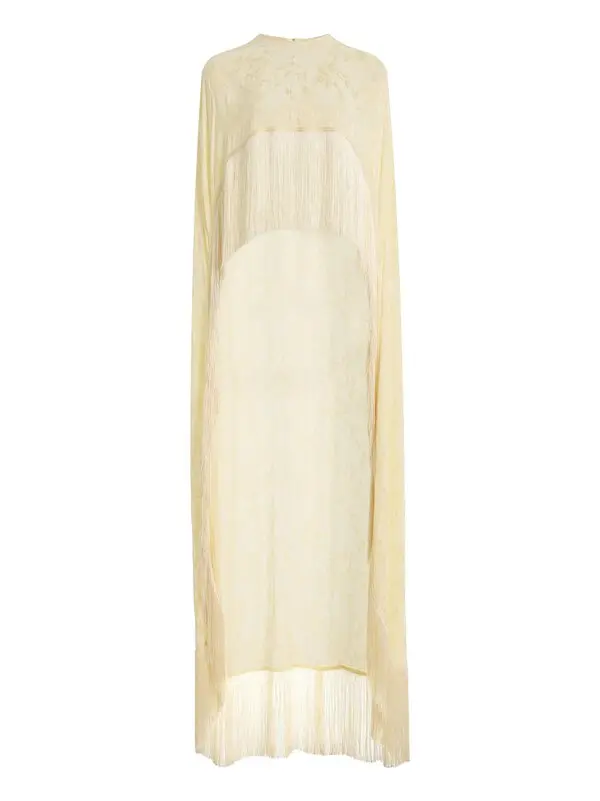 Anna October Bernice Fringed Crepe Cape - Yellow