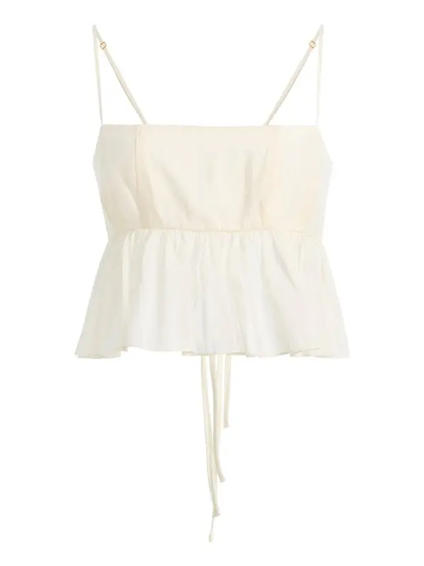MORE NOIR Dune Cotton-silk Voile Cropped Top - Ivory