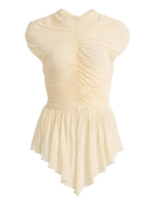 Tove Gabor Ruffled Jersey Top - White
