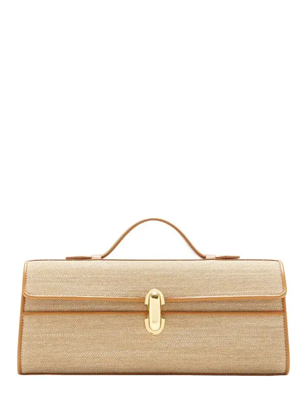 Savette Slim Symmetry Canvas Pochette With Turn Lock And Top Handle - Neutral