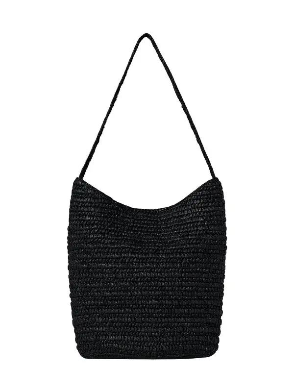 THE ROW Alma Raffia Shoulder Bag - Black