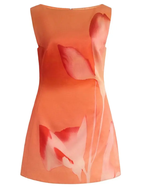 Significant Other Elvi Belted Mini Dress Floral Print - Orange
