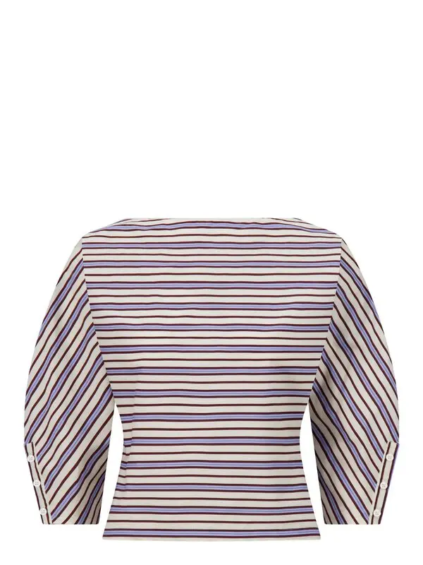 Lela Rose Striped Cotton Dolman Sleeve Top - Stripe