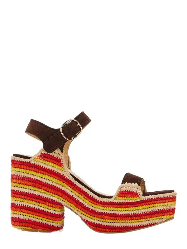 Gabriela Hearst Sardis Raffia Platform Sandals - Brown