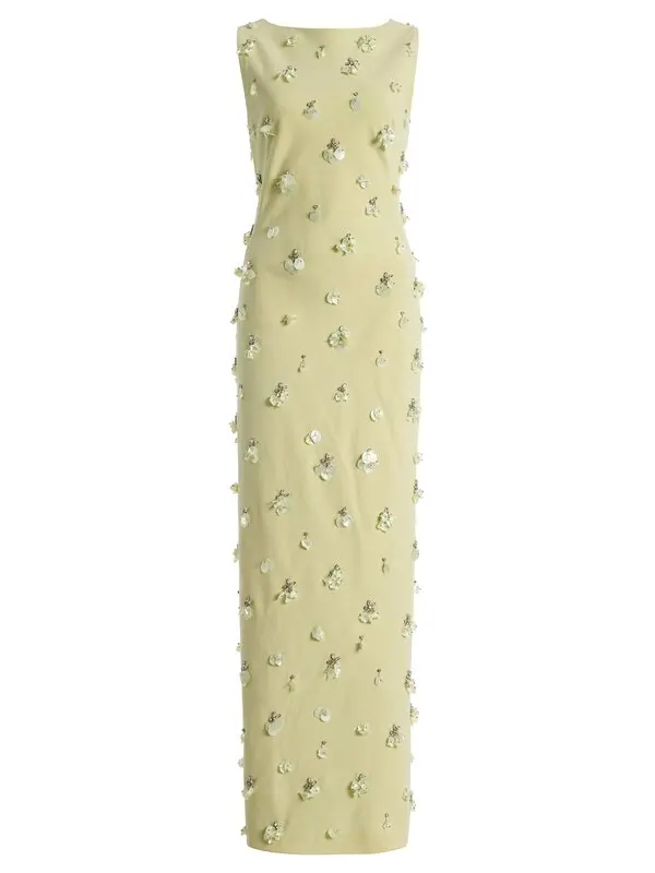 Simkhai Claudia Embellished Crepe Midi Dress - Yellow