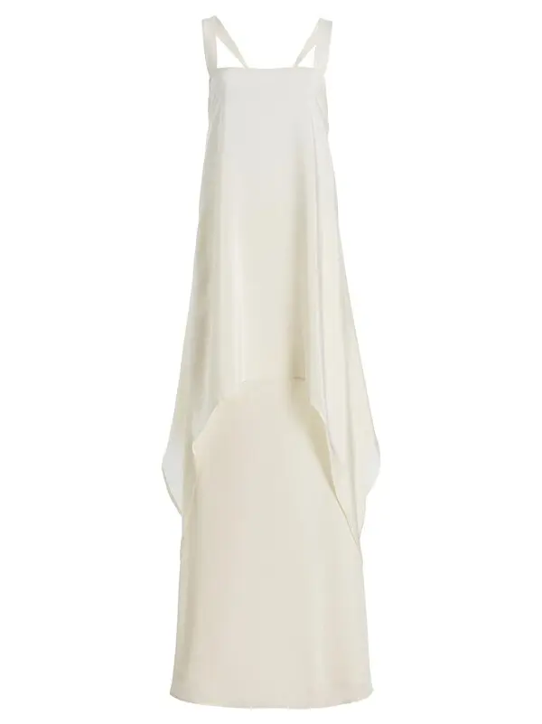 Staud Kira Draped Silk Maxi Dress - Ivory