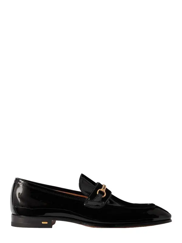 TOM FORD Bailey Chain-embellished Patent Leather Penny Loafers - Black