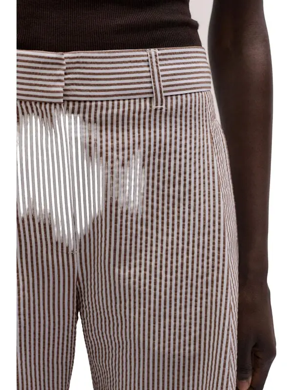 ME+EM Seersucker Striped Trousers - Cocoa/cream