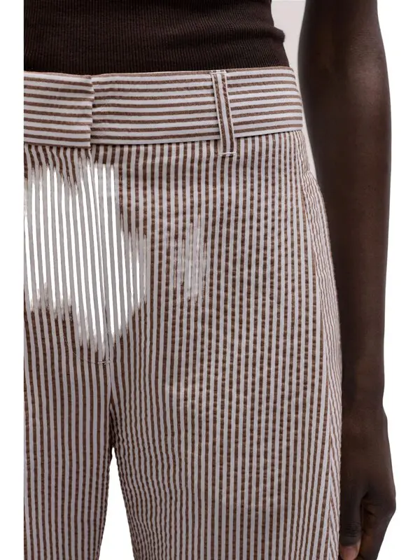 ME+EM Seersucker Striped Trousers - Cocoa/cream