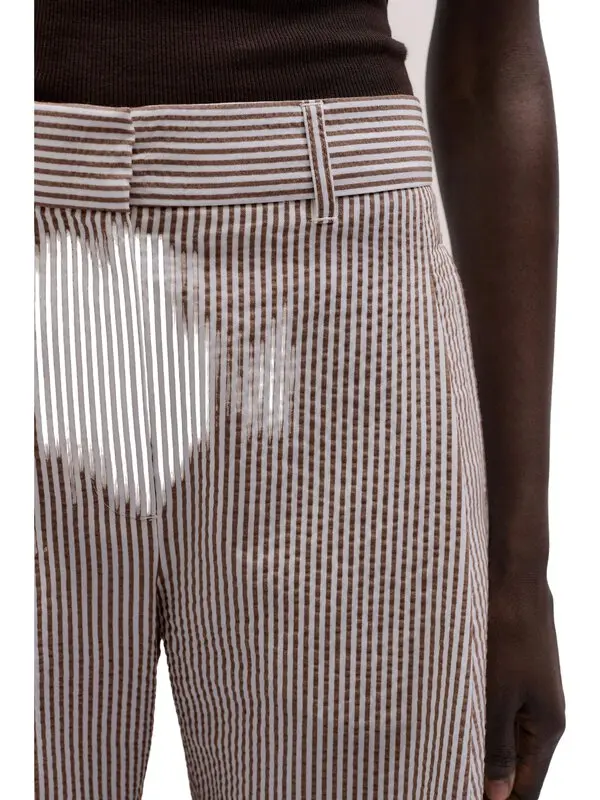 ME+EM Seersucker Striped Trousers - Cocoa/cream
