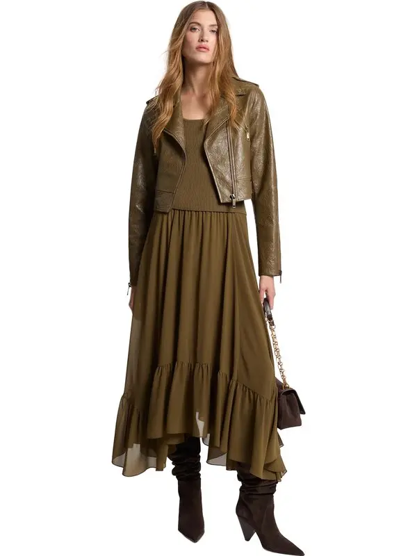 Michael Kors Georgette High-low Tiered Skirt - Green