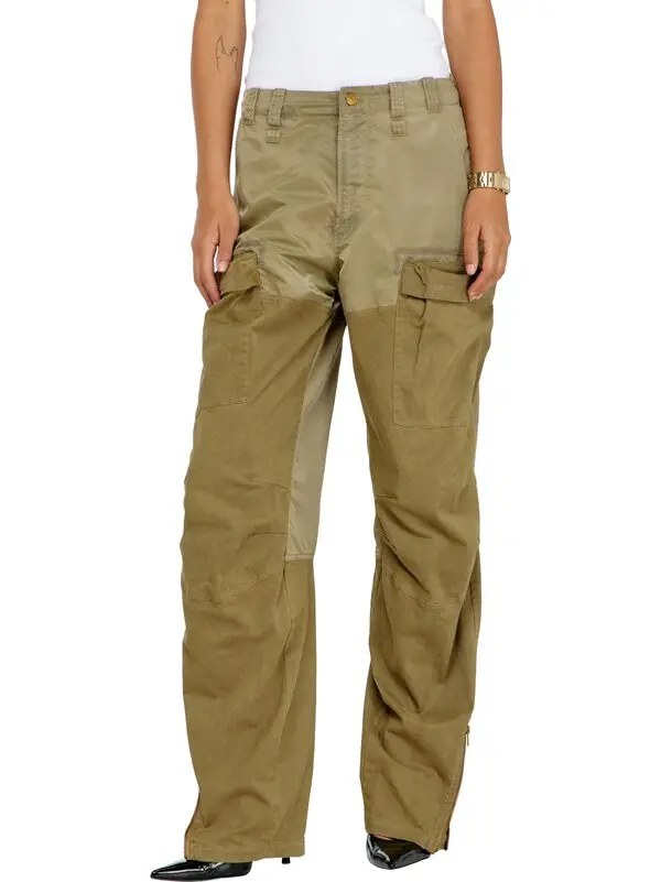 DIESEL® Cotton And Nylon Paneled Cargo Pants - Green