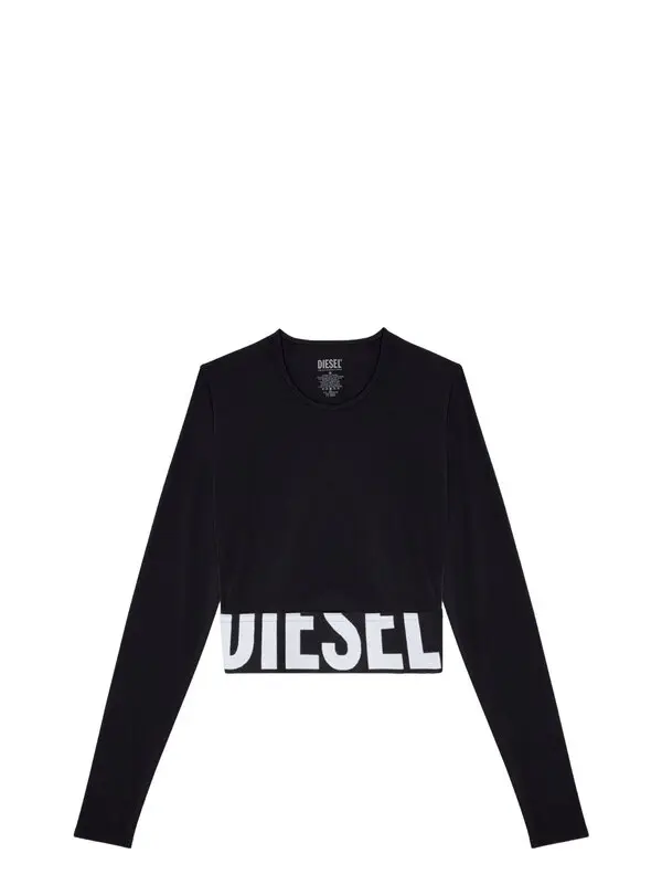 DIESEL® Cropped Long Sleeve Top With Logo Detail - Multicolor