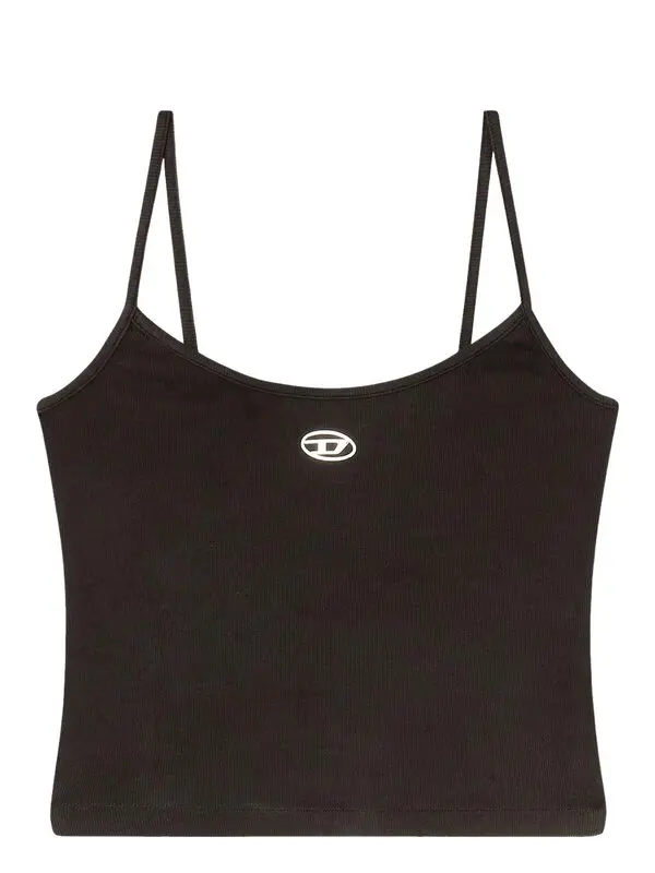 DIESEL® Black Cotton Tank Top With Metallic Logo - Multicolor
