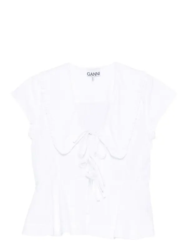 GANNI Puff Sleeve Peplum Top - Multicolor