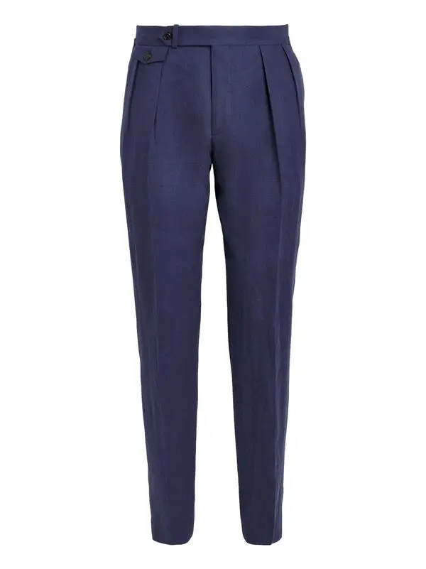 Polo Ralph Lauren Linen Double Pleated Trousers - Blue