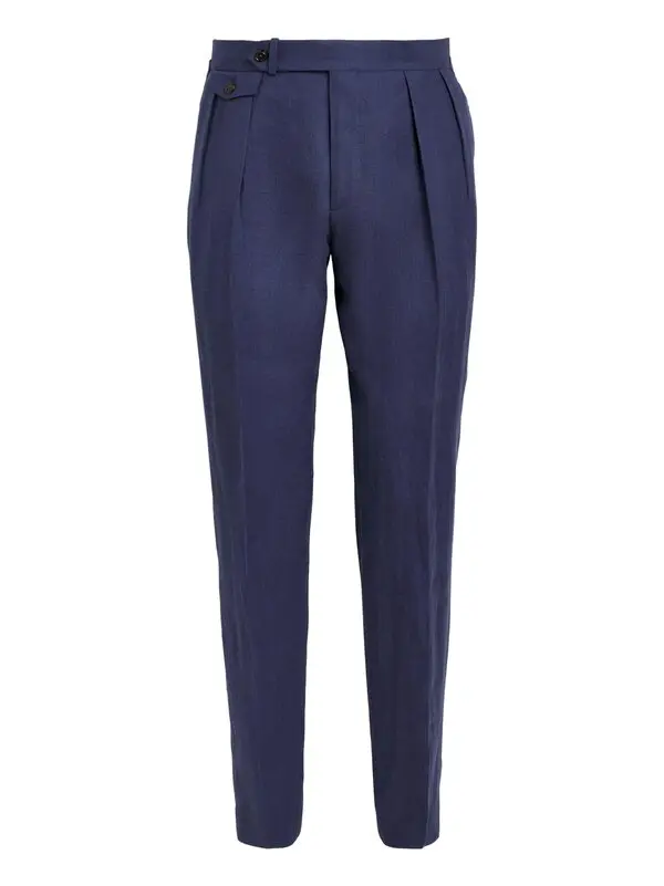 Polo Ralph Lauren Linen Double Pleated Trousers - Blue