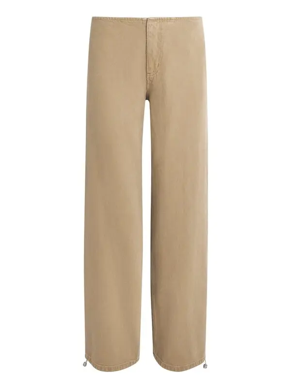 Still Here Drawstring Sport Low-rise Wide-leg Jeans - Green