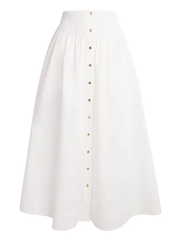 Tory Burch Poplin Buttoned Midi Skirt - White