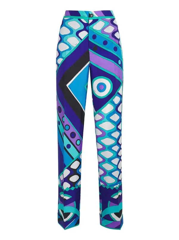 Emilio Pucci Silk Vivara Wide-leg Trousers - Blue