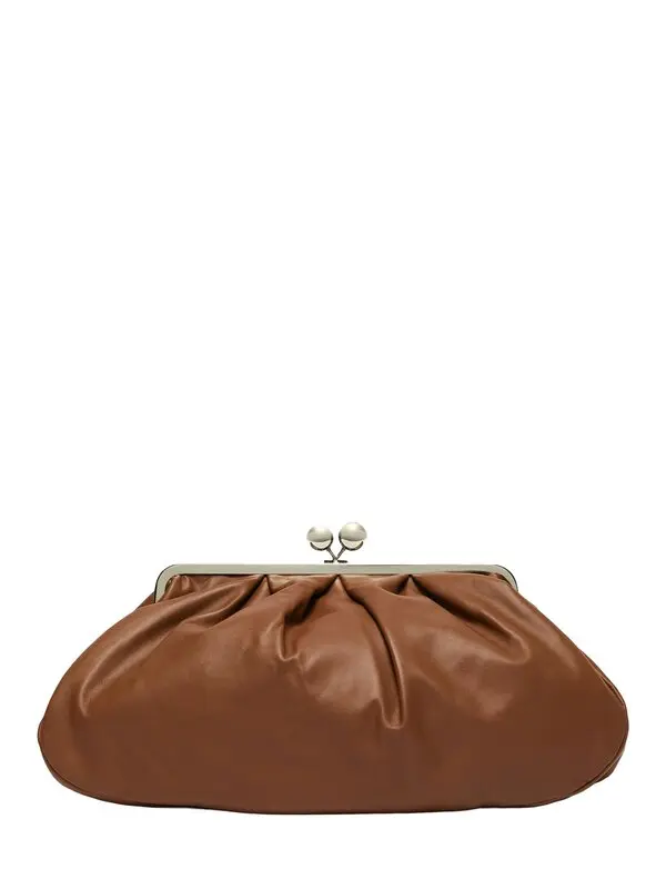 Max Mara Pasticcino Leather Clutch - Brown