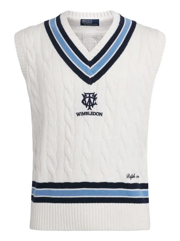 Rlx Ralph Lauren Wimbledon Cable Knit Sweater Vest - Ivory