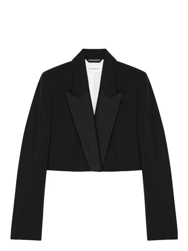 Givenchy Cropped Jacket In Wool And Mohair - Black