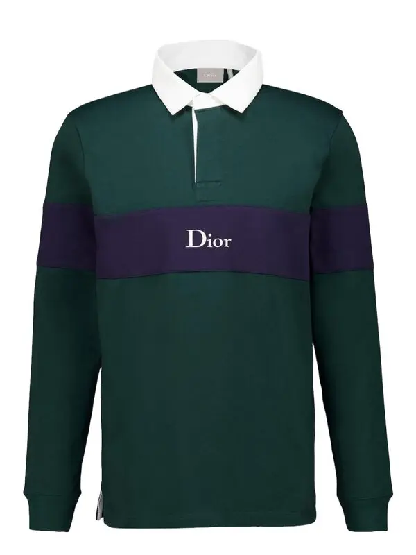 Dior Logo Long-sleeve Polo Shirt - Green