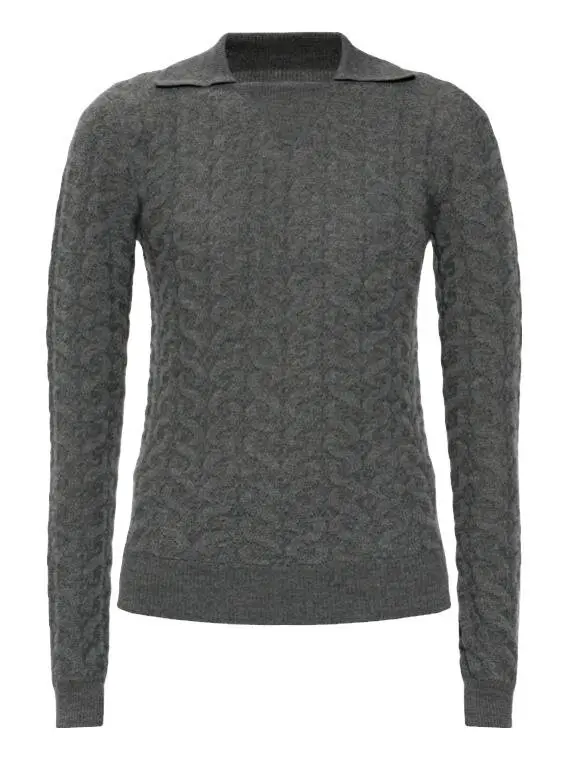 Etro Cable Knit Sweater With Lapel Neck - Black